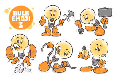 Cartoon character light bulb collection set Vector Image