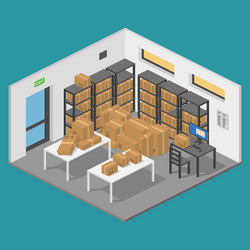 Isometric storage room warehouse with parcels Vector Image