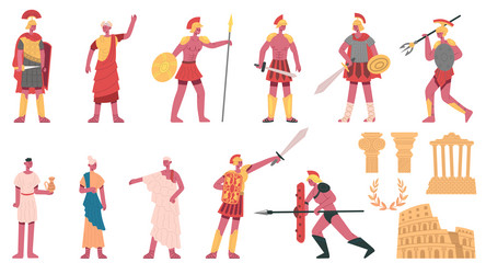 Ancient roman people characters with soldier Vector Image
