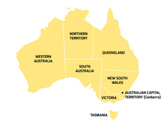 Australia Map - States and Territories Royalty Free Vector