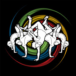 Group of people dancing street dance action Vector Image