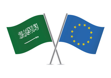 European union and saudi arabia flags Royalty Free Vector