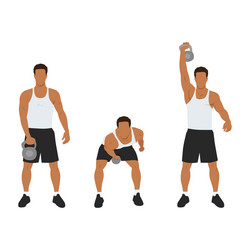 Man doing one arm dumbbell snatch exercise Vector Image