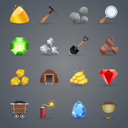 Tools for gold mining and minerals Royalty Free Vector Image