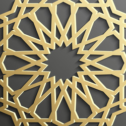 Islamic 3d golden origami round ornament Vector Image