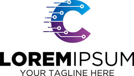 Cyber technology letter c logo Royalty Free Vector Image