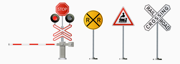 Railway signs set isolated on a white background Vector Image