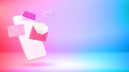 Sending mail via computer 3d banner with copy Vector Image
