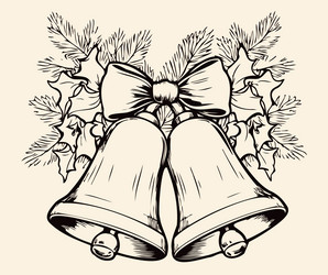 Christmas bells hand drawn sketch symbol of Vector Image