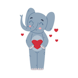 Funny elephant with large ear flaps and trunk Vector Image