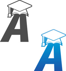 Letter m graduation cap concept design Royalty Free Vector