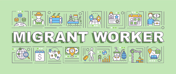 Migrant workers rights word concepts banner Vector Image