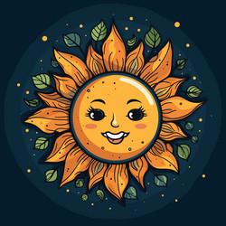 Sun hand-drawn comic doodle style cartoon Vector Image