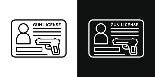 Gun license icon set permit pistol safety symbol Vector Image