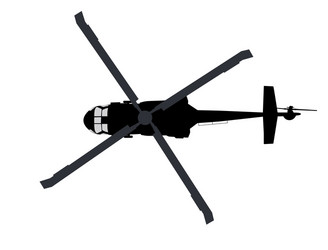 Helicopter top view silhouette Royalty Free Vector Image