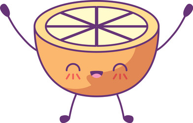 Slice orange fruit kawaii style Royalty Free Vector Image
