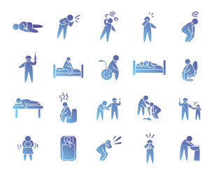 Symptoms disease and pictograph persons icon set Vector Image