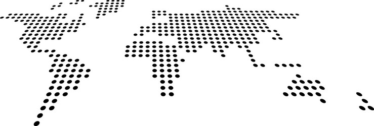 Dotted map world side view distortion black Vector Image