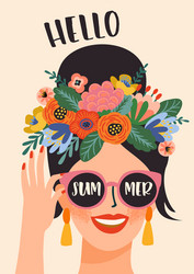 Happy birthday cute lady Royalty Free Vector Image