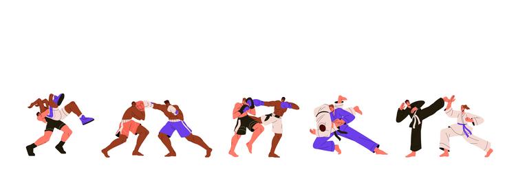 Fighters athletes wrestling fighting martial Vector Image