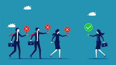 Right and wrong the boss holds the wrong sign Vector Image