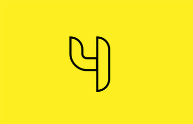 Yellow number 4 logo icon design with black circle