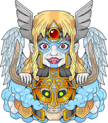 Scandinavian valkyrie outline design Royalty Free Vector