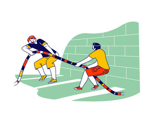 Sports characters with battle rope functional Vector Image