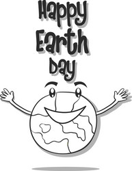 Happy earth day with tree hand draw Royalty Free Vector