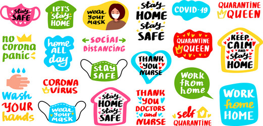 Corona virus lettering set Royalty Free Vector Image