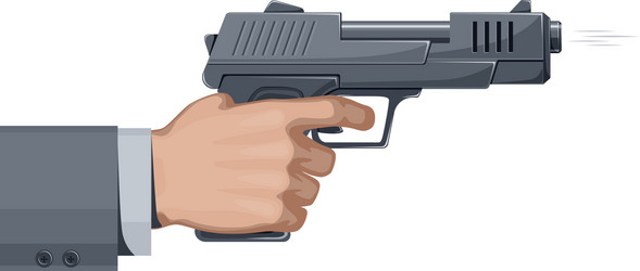 Hand holding in fingers a gun Royalty Free Vector Image
