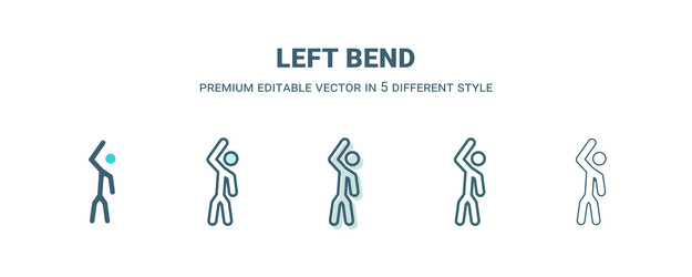 Left bend icon in 5 different style outline Vector Image