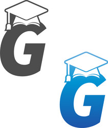 Letter m graduation cap concept design Royalty Free Vector