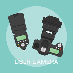 Dslr photo camera flat style Royalty Free Vector Image