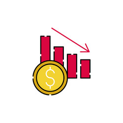 Money chart icon stats with chart bar Royalty Free Vector