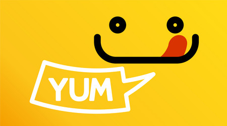 Yummy face happy smile cartoon line Royalty Free Vector