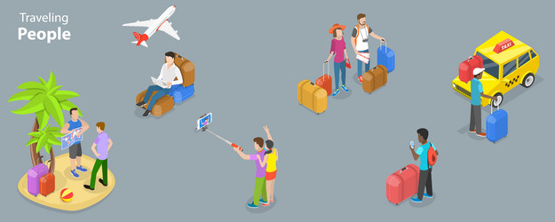 Isometric flat 3d tourist map concept for travel Vector Image