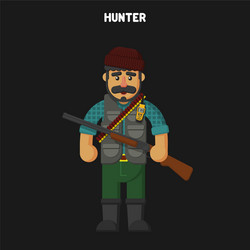 A hunter with gun got rabbit cartoon Royalty Free Vector