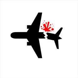 Plane crash accident silhouette icon set Vector Image