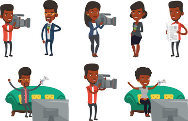 Set of media people characters Royalty Free Vector Image