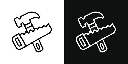 Hand saw and hammer icon set carpentry woodwork Vector Image