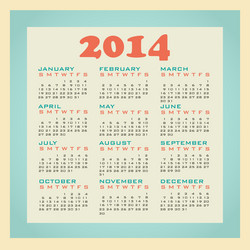 Ornate vintage calendar of 2014 year Royalty Free Vector
