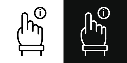 Hand with information icon set hint Royalty Free Vector