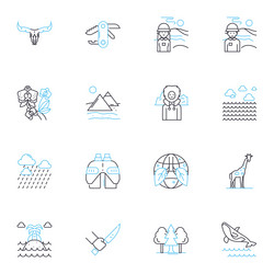 Wildlife linear icons set savanna habitat Vector Image