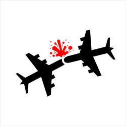 Plane crash accident silhouette icon set Vector Image