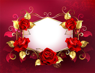Rectangular banner with red roses Royalty Free Vector Image