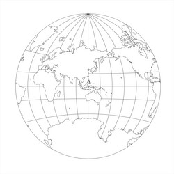 Simplified map of world focused on asia Royalty Free Vector