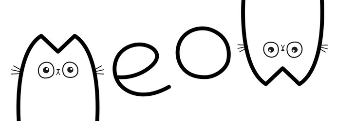 With cat head and lettering word meow Royalty Free Vector