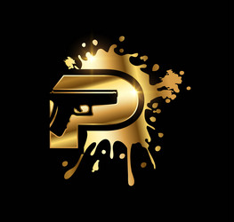 Initial logo for letter r with gun and tactical Vector Image