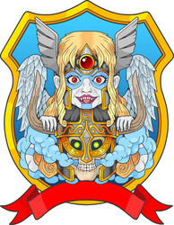 Scandinavian valkyrie outline design Royalty Free Vector